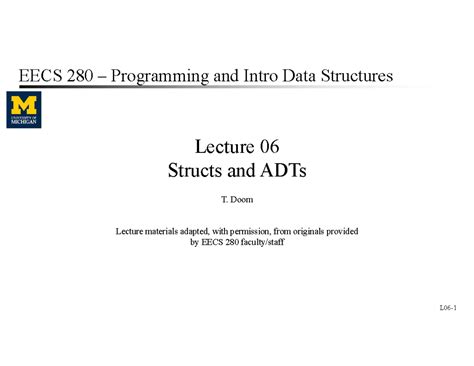 Eecs 280 Lecture 06 Structs And Abstract Data Types Notes Studocu