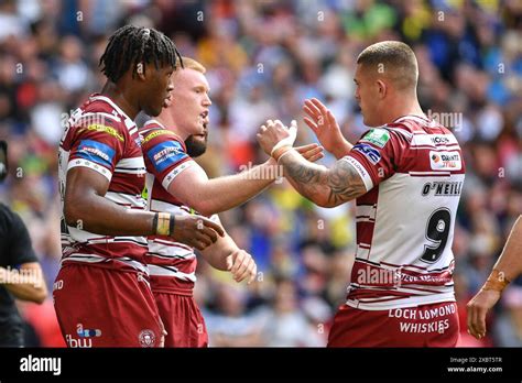 London England 8th June 2024 Zack Eckersley Of Wigan Warriors Celebrates Try Rugby League