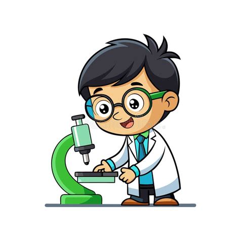 Curious Boy With A Microscope Stock Vector Illustration Of Happy