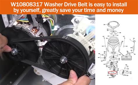 W10808317 Washer Drive Motor Belt Compatible With Whirlpool
