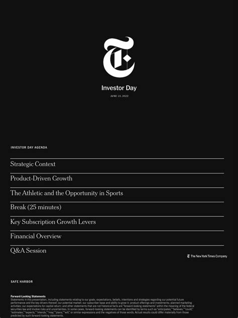 Ny Times Investor Day 2022 Pdf Share Repurchase Risk