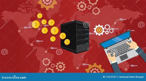Bitcoin Mining With Quantum Computers Process Vector Flowchart
