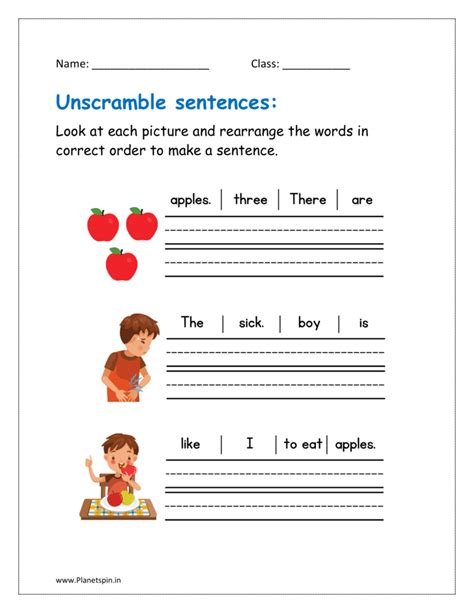 Sentence Scramble Worksheet