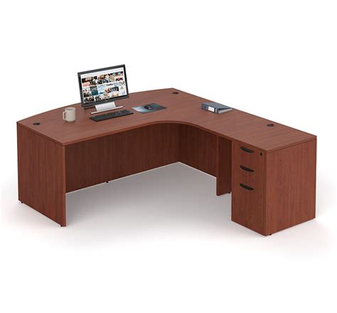 Bow Front With Curved Corner L Shape Desk Set Classic Laminate Series