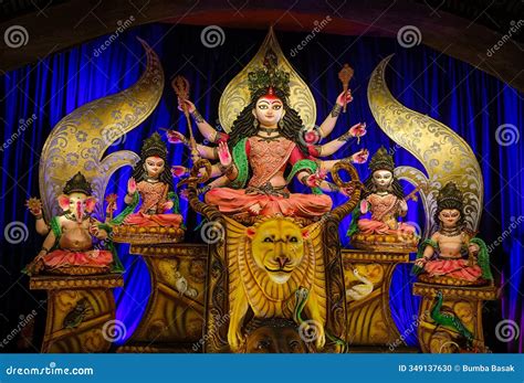 A Devi Maa Durga Sadly Looks Down With Tousled Hair While Tears Flow The Eyes During Durga Maa