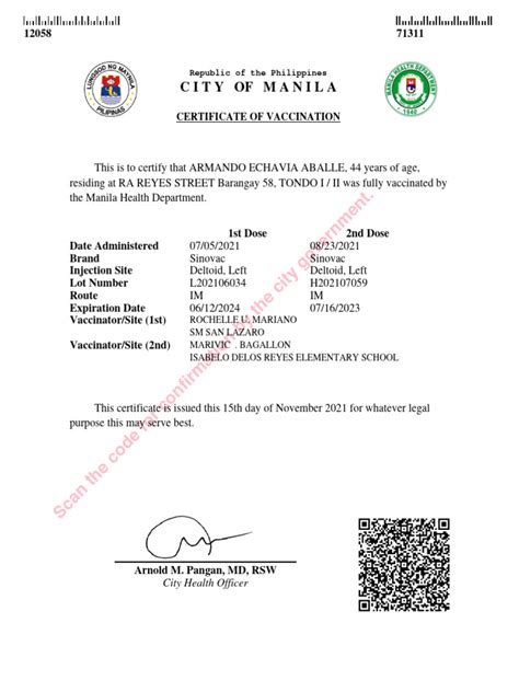 Vaccination Certificate Pdf