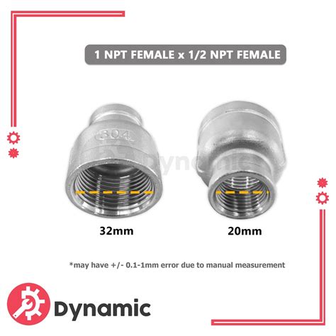 Sus304 Stainless Coupling Reducer 1 Female Npt 32mm X 12 Female Npt 20mm