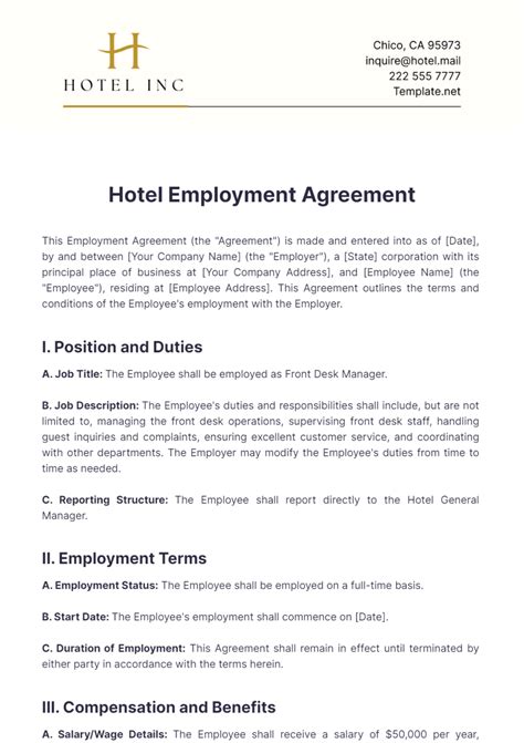 Free Hotel Terms Of Service Agreement Template To Edit Online