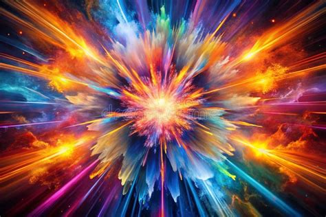 Colorful Explosion Radiating Outwards In Space With Light Streaks Stock Illustration