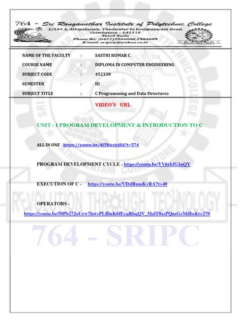 C Programming And Data Structures Guide Pdf Integer Computer Science