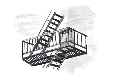 Fire Escape Illustration Print New York City Print Art Print Wall