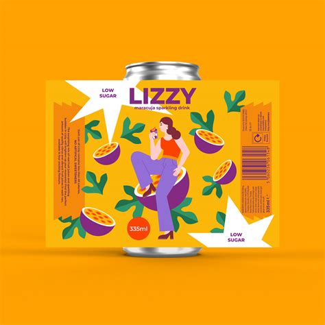 Packaging Illustration For Lizzy Sparkling Drink Behance