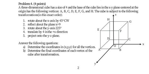 Solved Problem Points A Three Dimensional Cube Has A Chegg