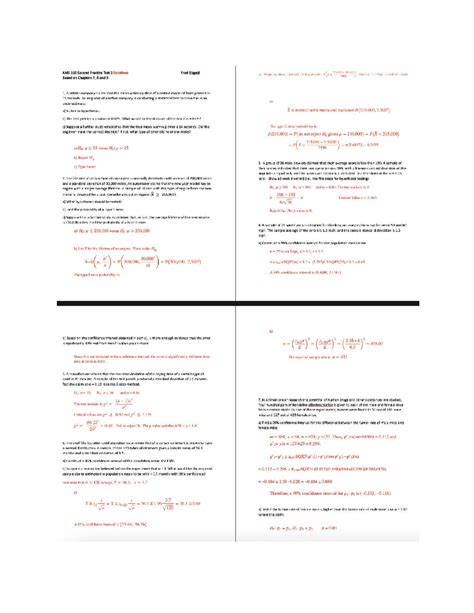 Cheat Sheet Practice Exams Ams 310 Second Practice Test 3 Solutions
