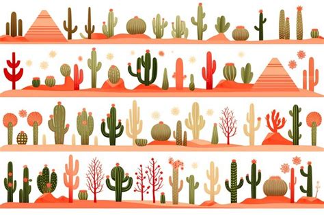 Premium Vector Seamless Cactus Pattern Art Set