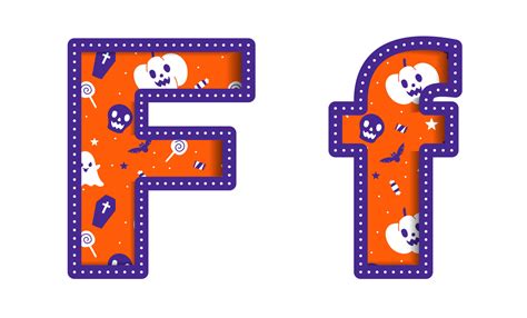 Cute Happy Halloween F Alphabet Capital Small Letter Party Font Typography Character Cartoon