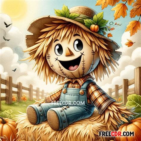Free Happy Faced Scarecrow Autumn Vibes Printables Digital Downloads