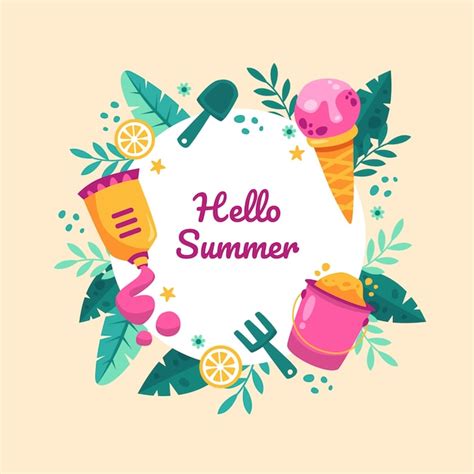 Free Vector Flat Frame Template For Summer Season