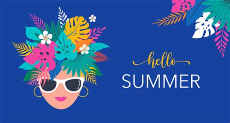 여름 시간 재미 컨셉 디자인 창조적 인 배경 여자의 머리 정글 잎과 Toucan 여름 세일 포스트 템플릿 열기구에 대한 스톡 벡터 아트 및 기타 이미지 Istock