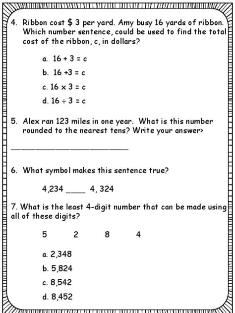 Parcc Practice Tests 3rd Grade Math By Lessons For The Substitute