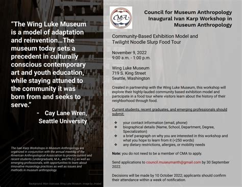 Reminder Ivan Karp Workshops In Museum Anthropology Council For