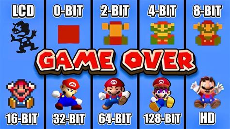 Super Mario Bros Game Over Lcd Vs 0 Bit Vs 2 Bit Vs 4 Bit Vs 8 Bit Vs 16 Bit Vs 32 Bit Vs 64