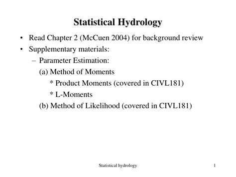 ppt statistical hydrology powerpoint presentation free download id