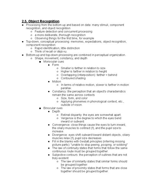 object recognition notes 2 object recognition processing from the