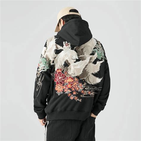 Nine Tails Embroidered Hoodie Pomel