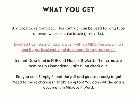 Cake Contract Template Cake Baking Agreement Wedding Cake Contract Cake
