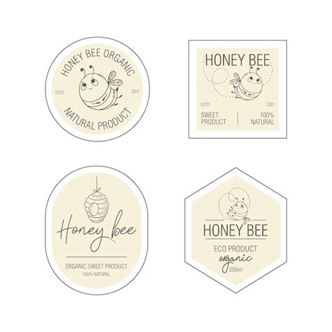 Premium Vector Set Of Labels For Bee Honey Product Packaging Design