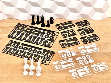 Tiny Chess Kit Card Compact Modern 3d Puzzle Set By Glennovits 3d