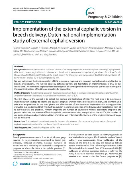 Pdf Implementation Of The External Cephalic Version In Breech