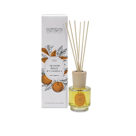 DIFFUSORE CON BASTONCINI ARANCIO DOLCE E CANNELLA Ml NASOTERAPIA Il Magico Giardino