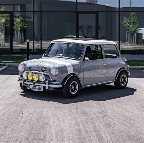 Classic Mini Cooper In Grey Vintage Car
