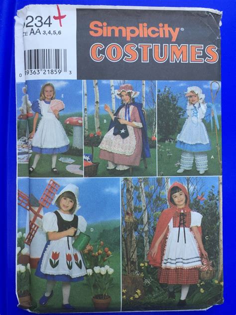 Simplicity 8234 Costume Sizes 3 4 5 6 1998 Costume Patterns Girl Costumes Halloween
