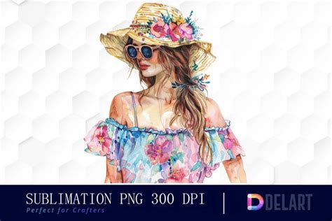 Summer Girl Watercolor Clipart