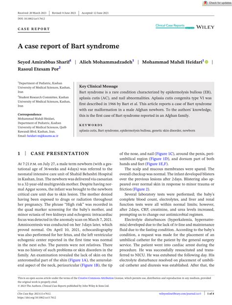 Pdf A Case Report Of Bart Syndrome