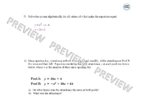 Solving Linear Quadratic Systems Of Equations Algebraically By Math Masters