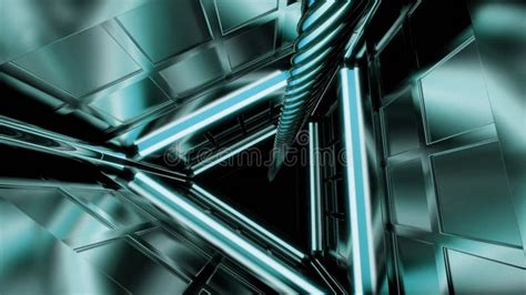 Triangular Metal Dark Tunnel With Hanging Thick Metal Cable Design