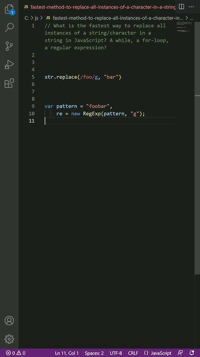 Javascript Fastest Method To Replace All Instances Of A Character In A String Youtube