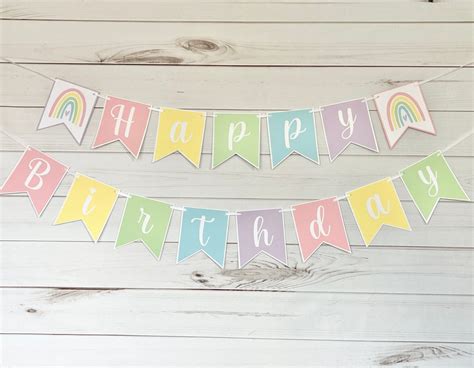 Rainbow Happy Birthday Banner Rainbow Party Decorations Rainbow Birthday Garland Rainbow