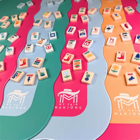 Scalloped Mahjong Mat 4 Color Combinations Large Bright Colors