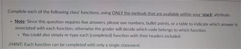 Solved Complete Each Of The Following Class Functions Chegg