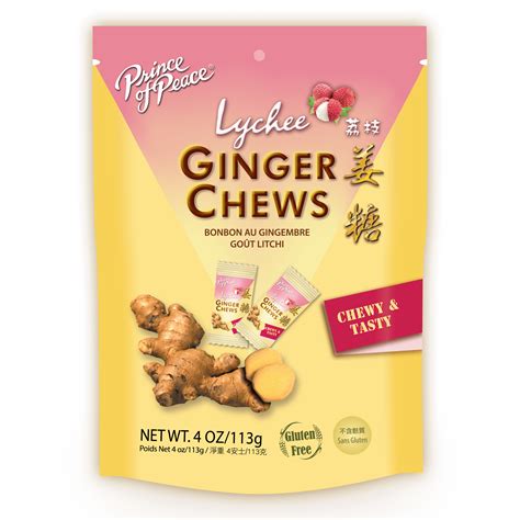 Prince Of Peace Natural Ginger Chews With Lychee Flavor 4 Oz
