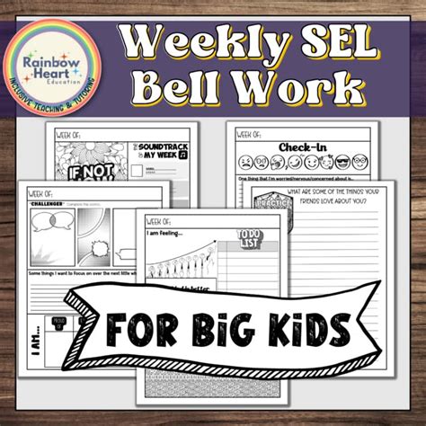 Weekly Sel Bellwork Middle School By Rainbow Heart Education Tpt