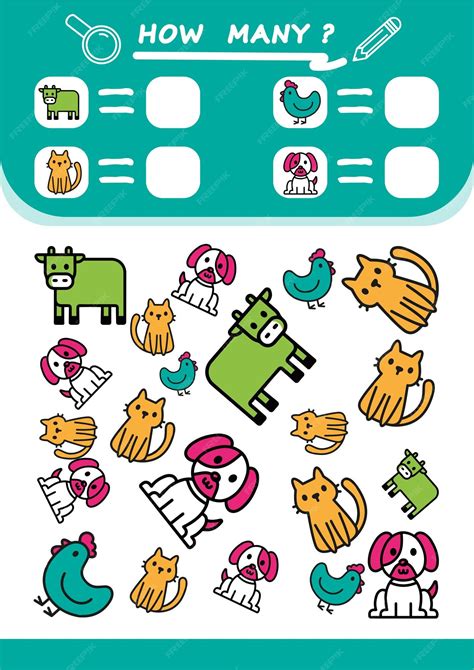 Juego De Contar Niños Con Elementos De Dibujos Animados Colección De