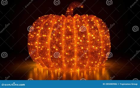Glowing Pumpkin Lantern Illuminates Dark Halloween Night With Vibrant