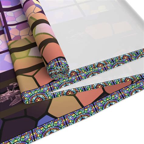 Angel Table Runner Stained Glass Biblical Christmas Decor Religious Holiday Cotton Linen Kitchen