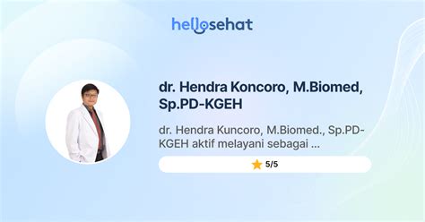 Dr Hendra Koncoro M Biomed Sp Pd Kgeh Penyakit Dalam Internist